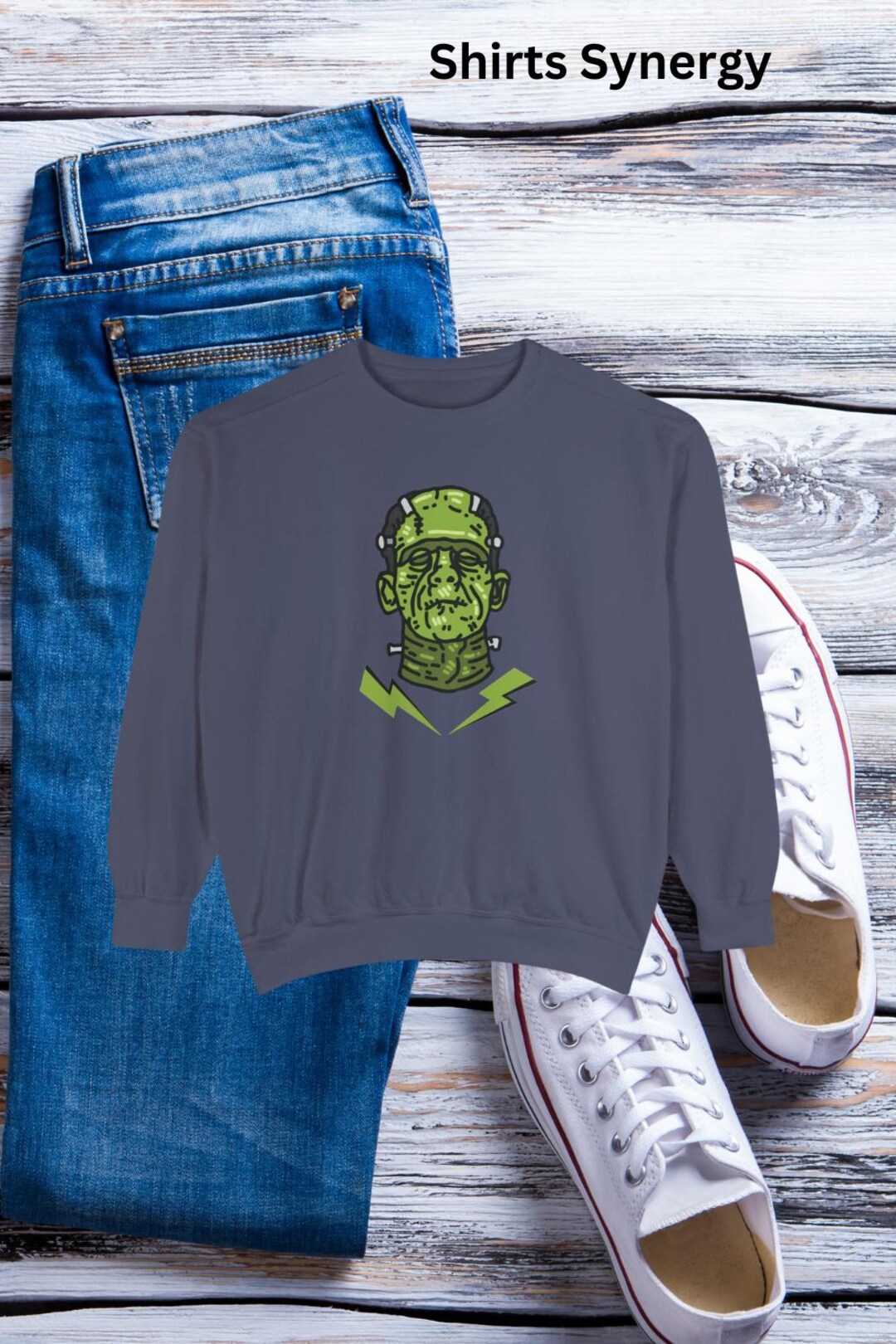 Frankenstein Sweatshirt Lightening Bolts Sweatshirt Halloween Costume ...