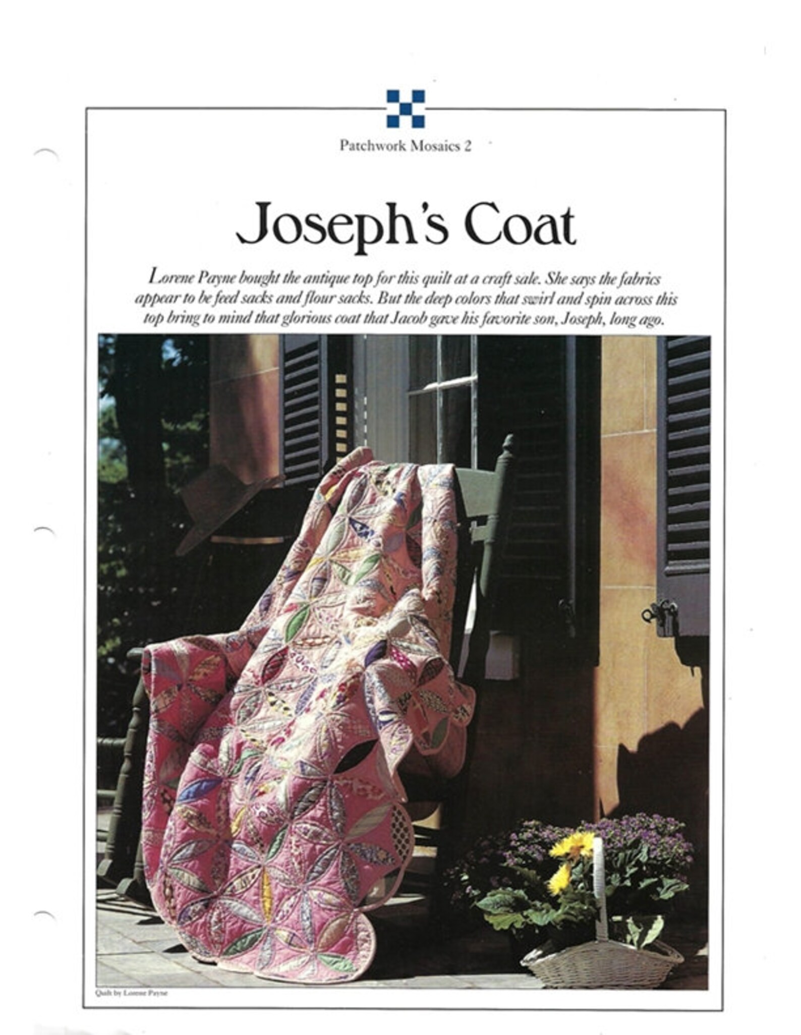 Joseph Coat Quilt Pattern Vintage Patch Not for Beginners 1992 Instant ...