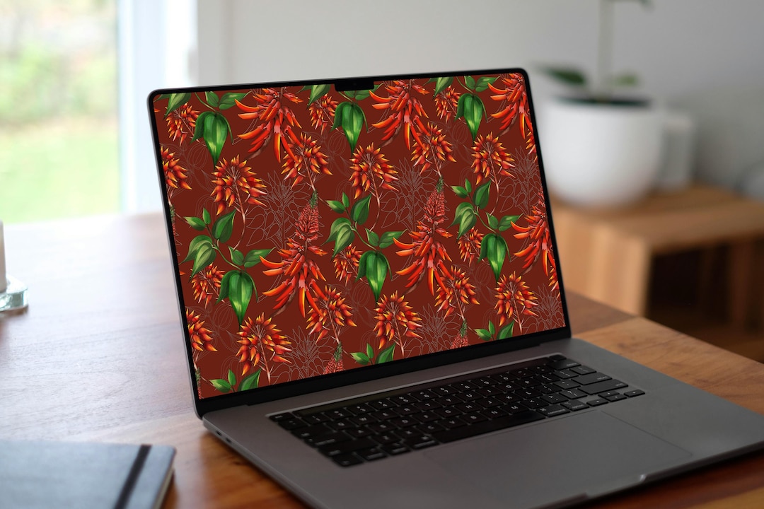 Hand Painted Floral Laptop Wallpaper for Windows PC MacBook I Laptop ...
