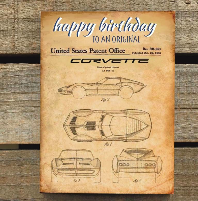 Corvette Birthday Card, Classic Car Card for Dad, Husband ,grandpa ...