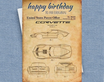 Classic Corvette Inspired - True Classic - Happy Birthday Card ...
