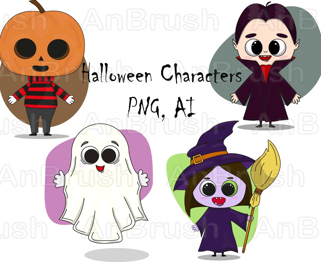Halloween Costume Clipart, Halloween Character Png Bundle, Halloween ...