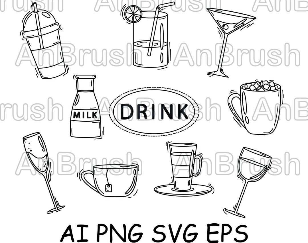 Drinks Svg Bundle, Cup Svg, Drinks Icons, Drinks Svg, Vector, Bottle ...