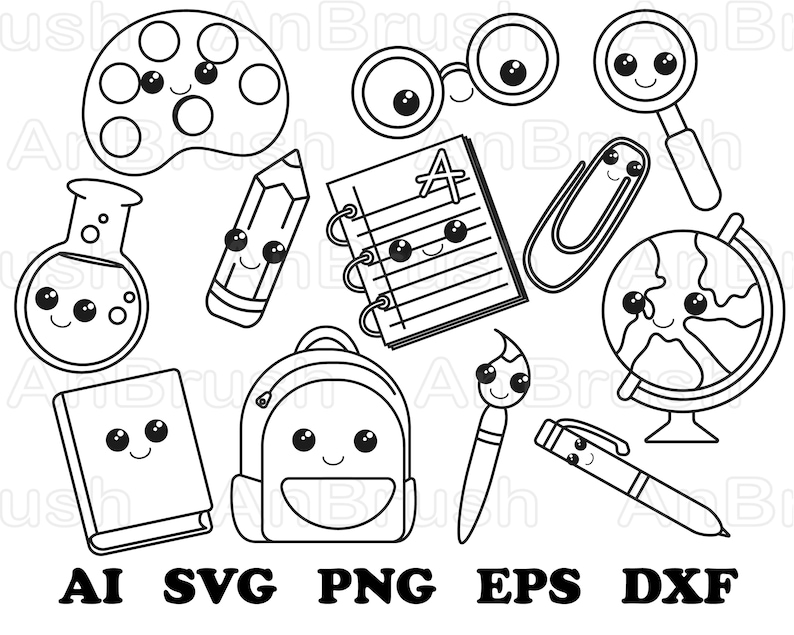 School Clip Art, Kawaii School Svg, School Supplies Svg, Cute Clip Art ...