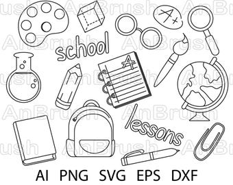 School Doodle Clipart, Back to School, Cute Clipart, School Icons ...