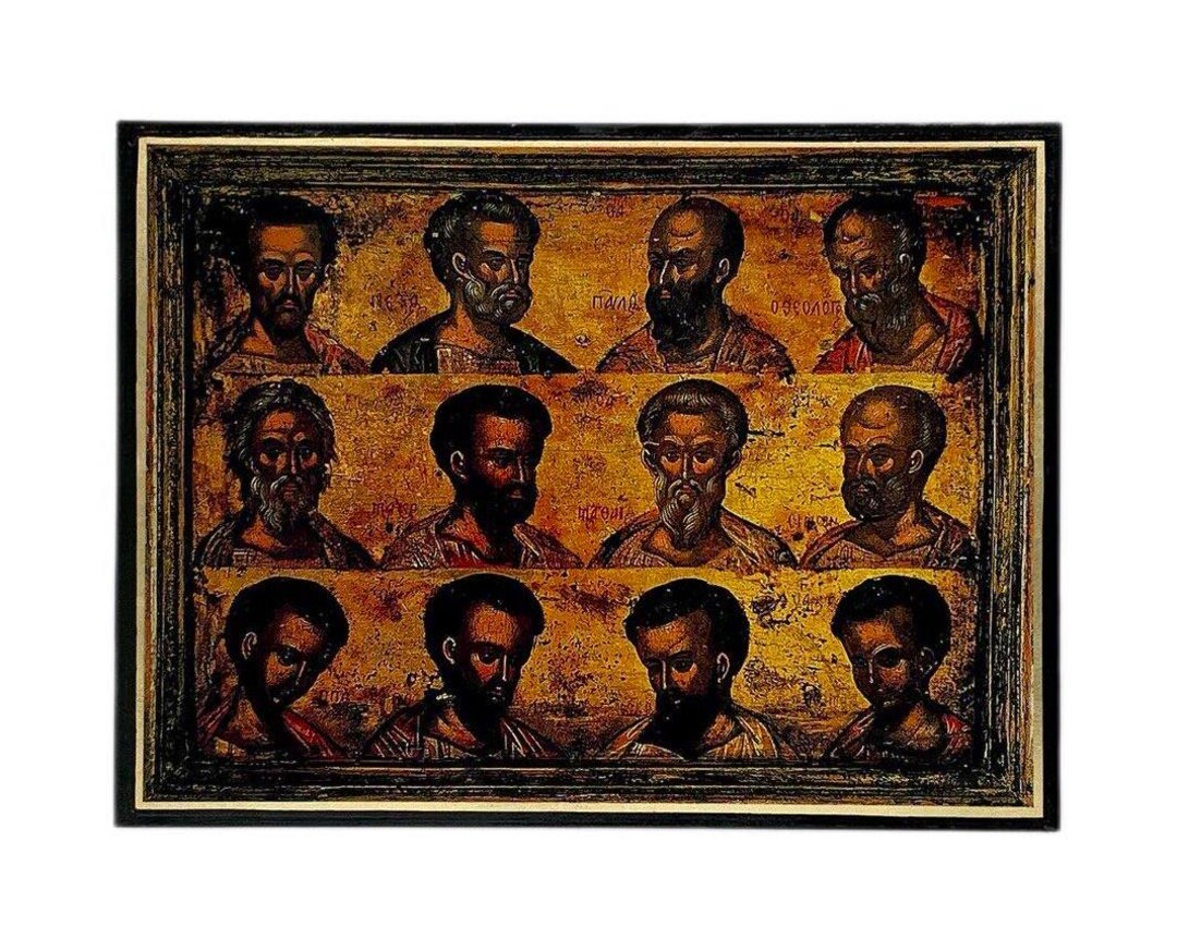 Icon of the Twelve Apostles - Greek Orthodox Handmade Wooden Icon ...