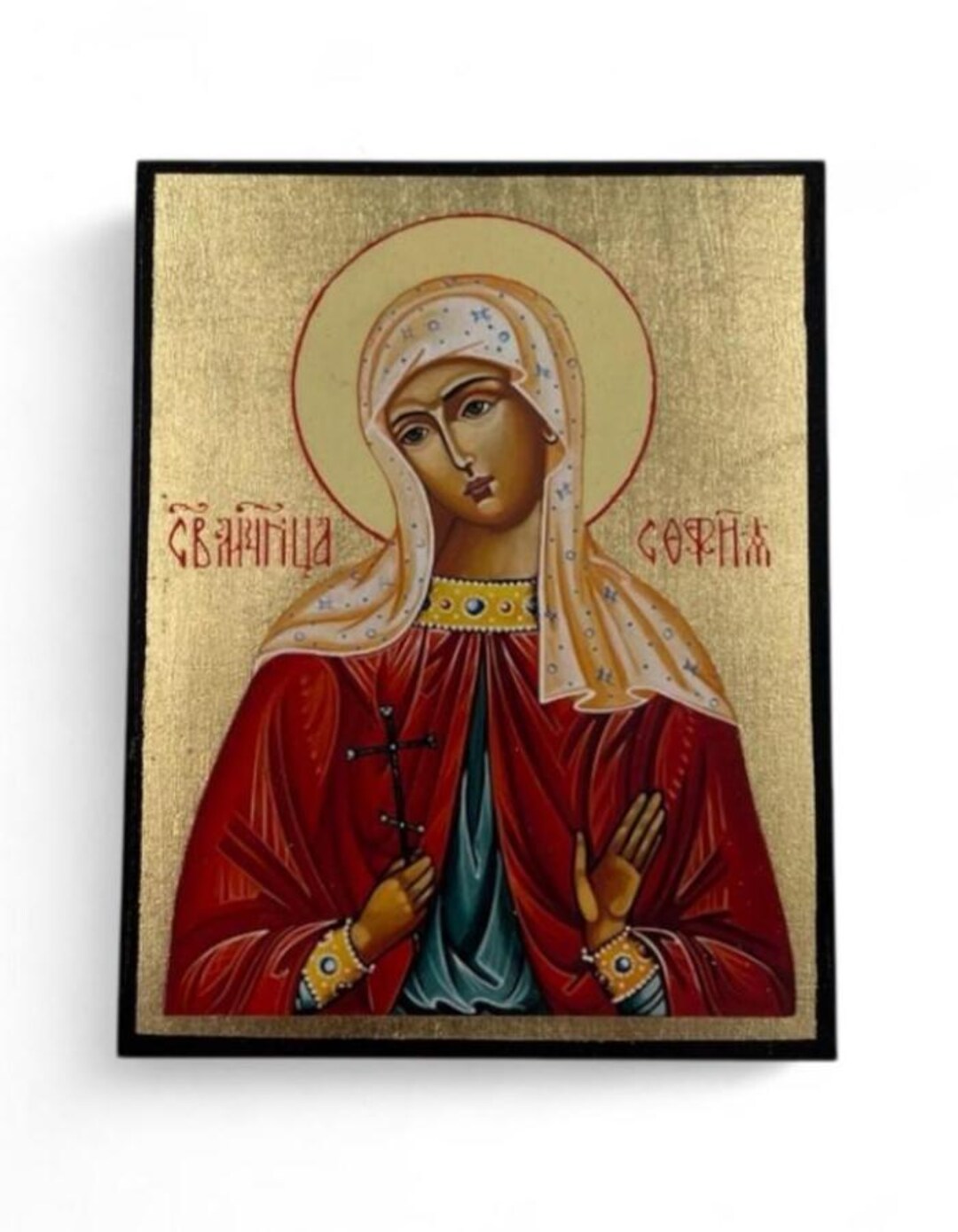 Saint Sophia of Rome Greek Orthodox Gold Leaf Wooden Icon Byzantine ...