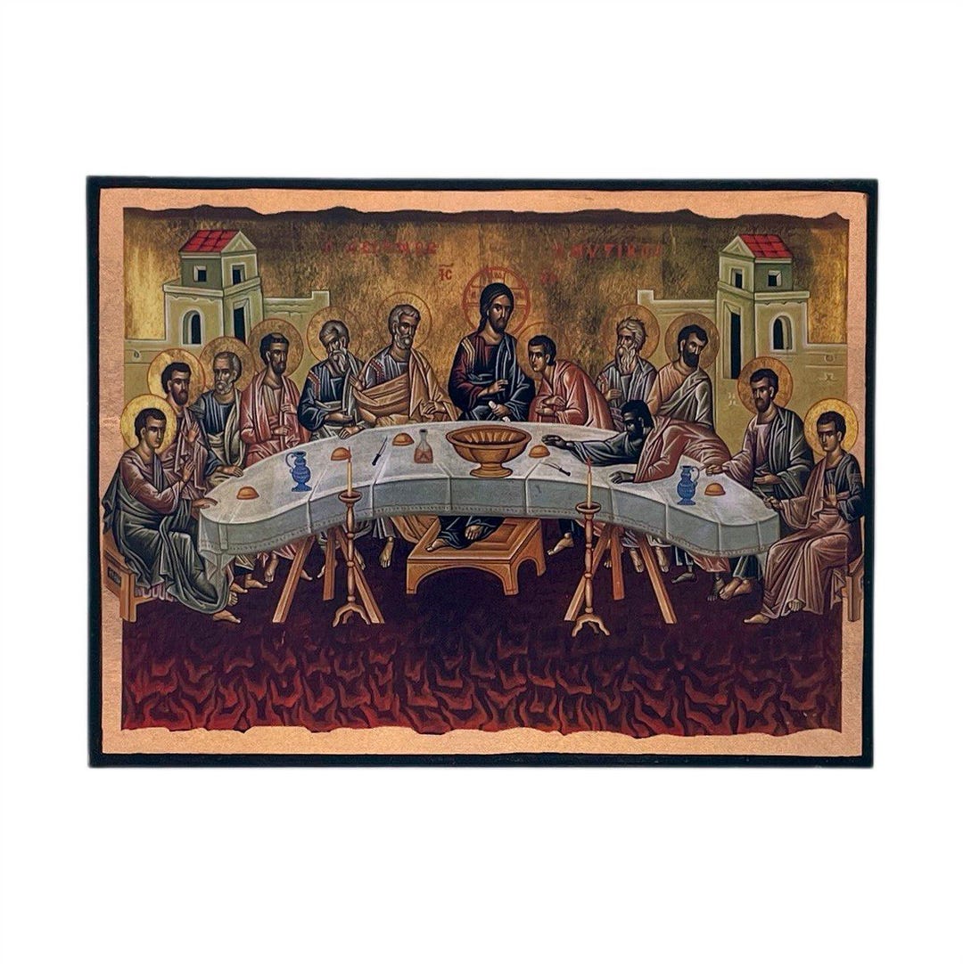 The Last Supper Icon - Greek Orthodox Handmade Wooden Icon, Byzantine ...