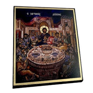 The Last Supper Icon - Greek Orthodox Handmade Wooden Icon, Byzantine ...