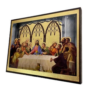The Last Supper Icon Greek Orthodox Handmade Wooden Icon, Byzantine ...