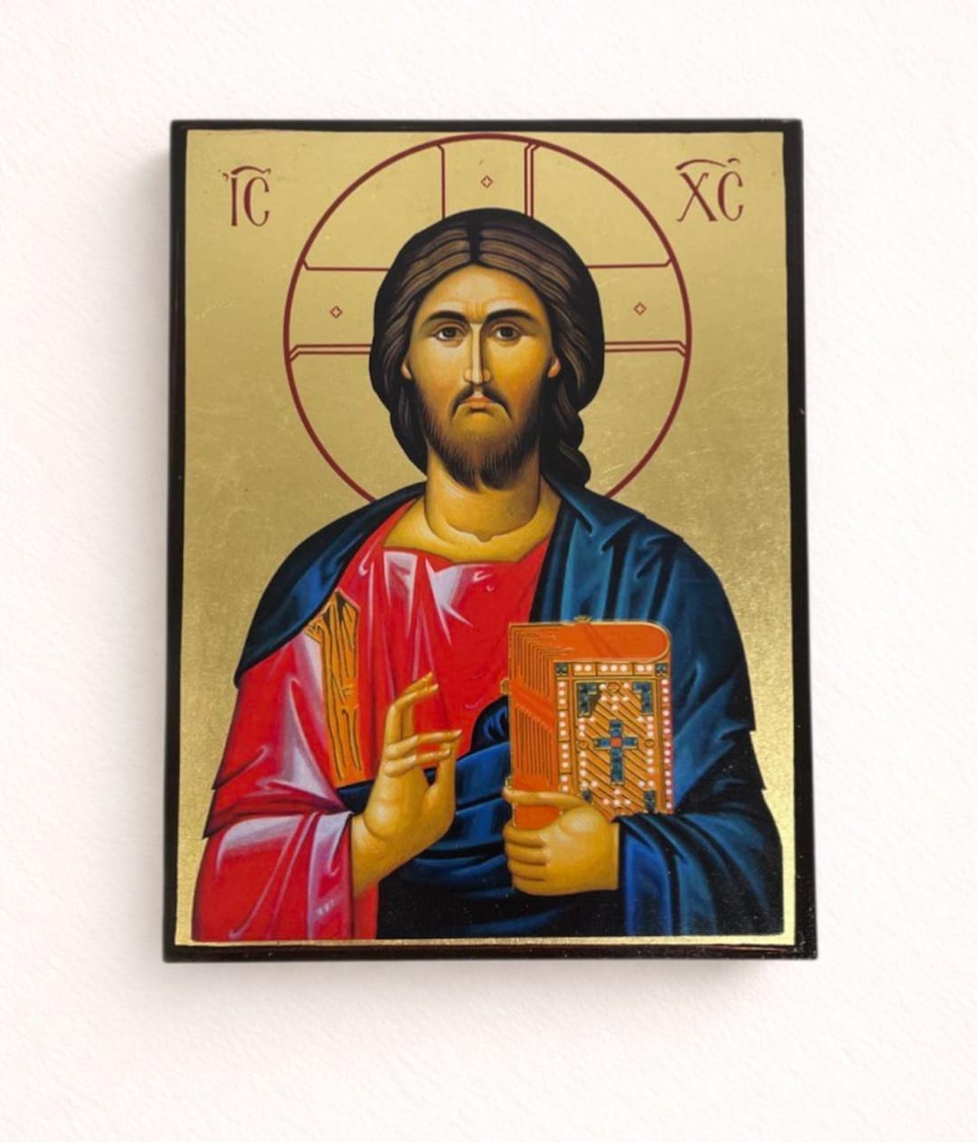 Jesus Christ Pantocrator Orthodox Icon, Gold Leaf, Prayer Corner, Home ...