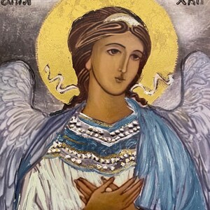 Guardian Angel Icon - Greek Orthodox Handmade Wooden Icon, Byzantine ...