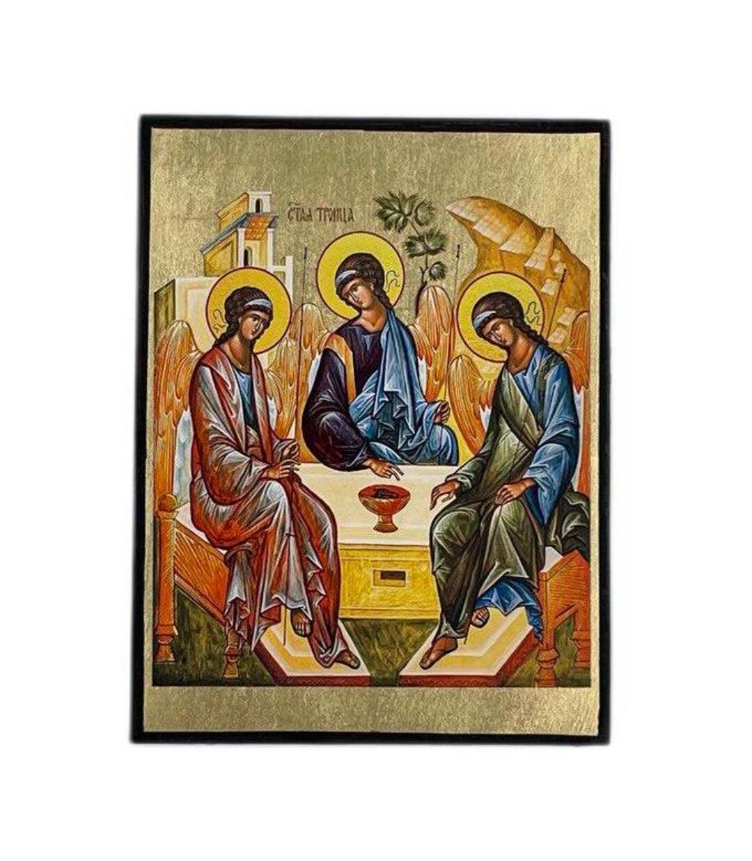 Icon of the Holy Trinity - Greek Orthodox Handmade Wooden Icon ...
