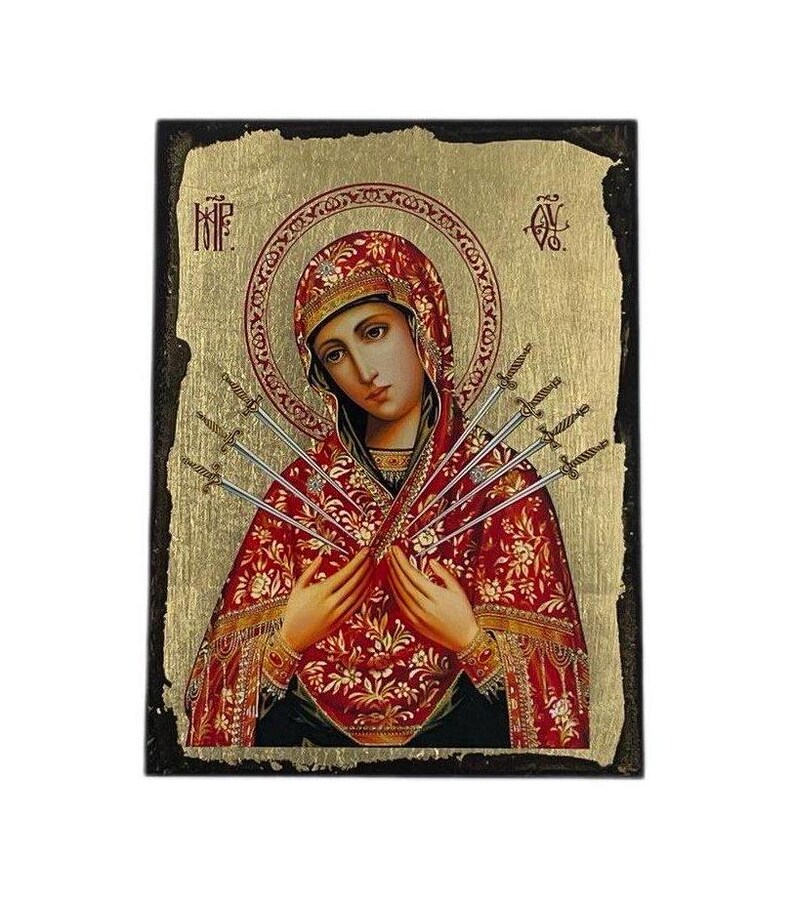 Icon of the Virgin Mary With Seven Swords Greek Orthodox Icon ...