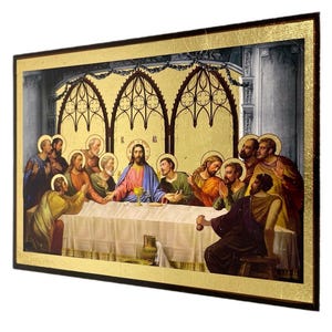 The Last Supper Icon - Greek Orthodox Handmade Wooden Icon, Byzantine ...