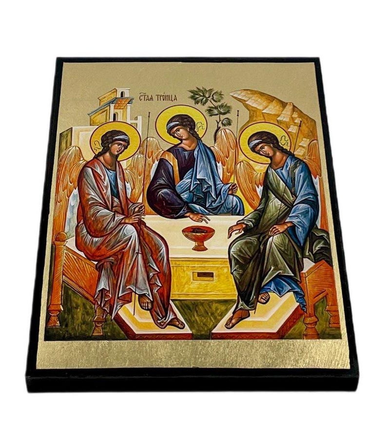 Holy Trinity Orthodox Icon With Gold Leaf for Prayer Corner Home Altar ...