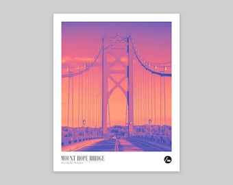 Mount Hope Bridge at Night. Rhode Island, Architecture Photography ...