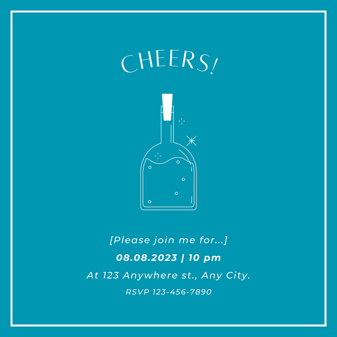 Invitation Card Templates Champagne Flutes Bottle PDF JPEG - Etsy