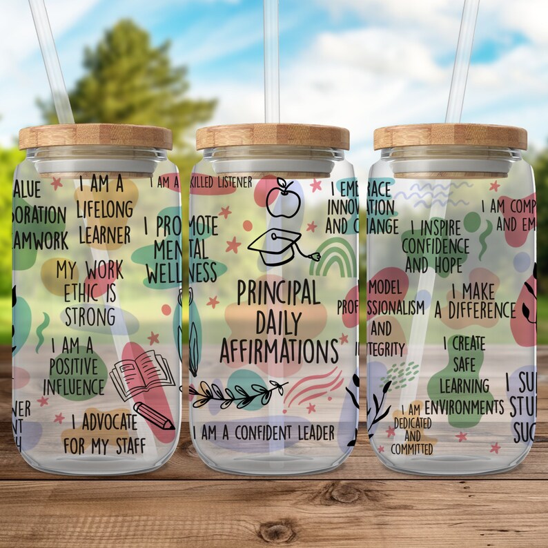 Principal Daily Affirmations Tumbler Mental Awareness Ice Coffee Cups ...