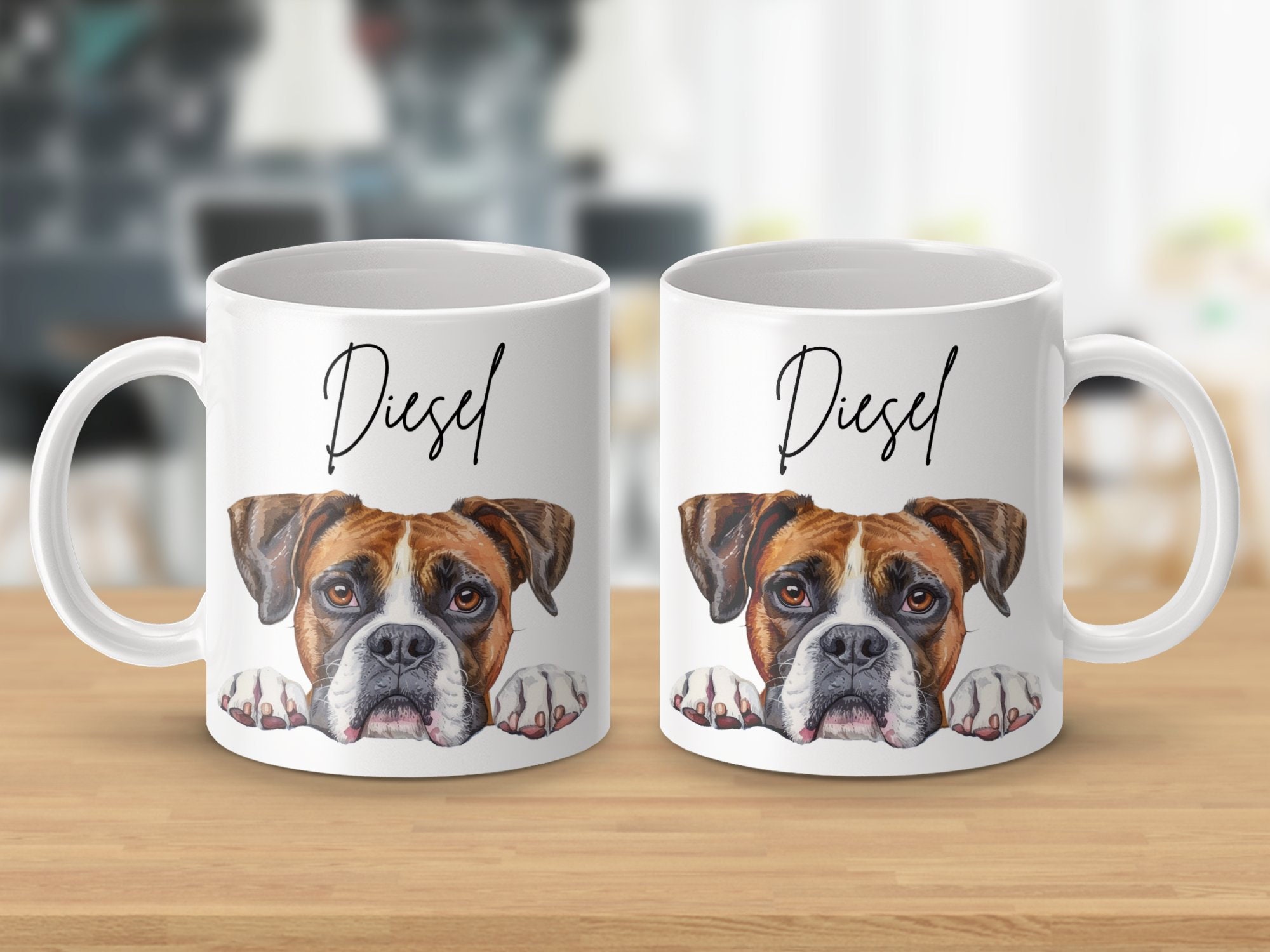 Personalized Pet Mug Custom Dog Coffee Mug Personalized Boxer Peeking ...