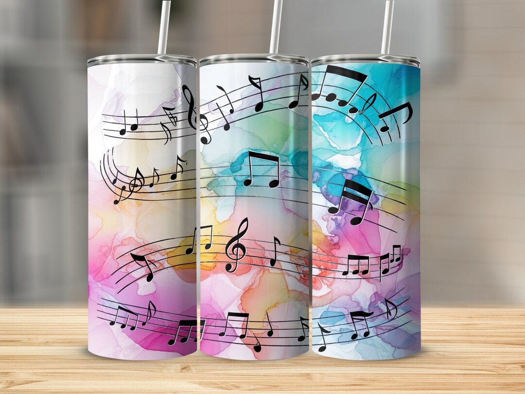 Music Notes Tumbler, Colorful Musical Notes Cup, Artistic Musical ...