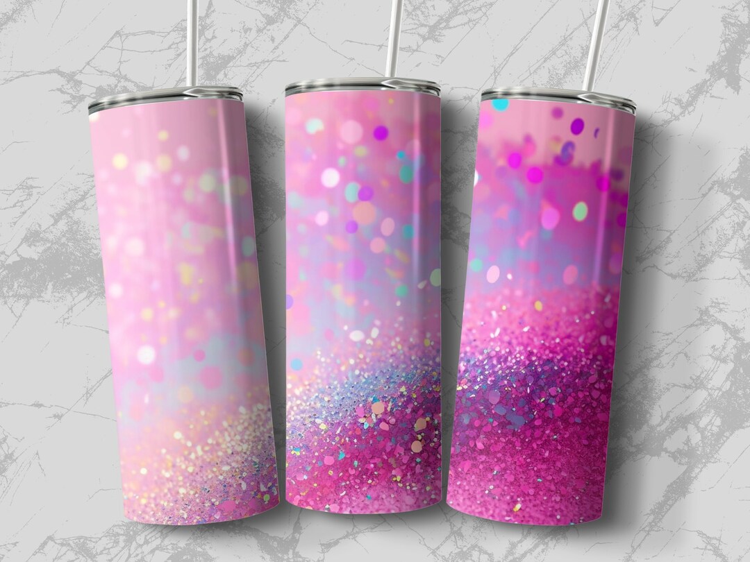 Pink Glitter Tumbler, Sparkly Travel Mug Cute Glitter Cup, Reusable ...