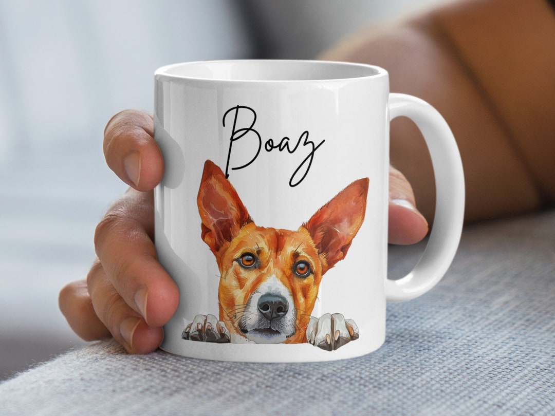 Personalized Basenji Mug: Custom Dog Name, Watercolor Design - Etsy