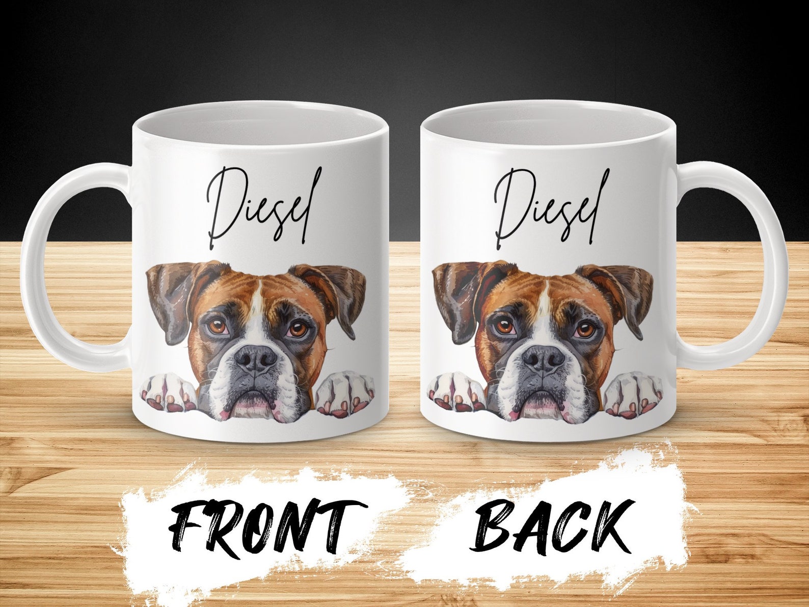 Personalized Pet Mug Custom Dog Coffee Mug Personalized Boxer Peeking ...