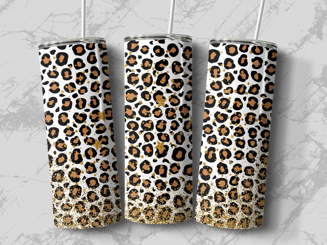 Leopard Print Tumbler, Gold Glitter Leopard Tumbler, Animal Print ...