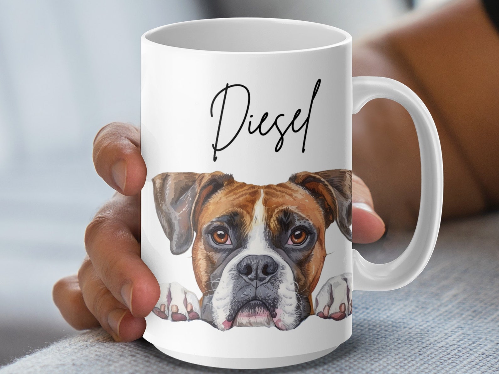 Personalized Pet Mug Custom Dog Coffee Mug Personalized Boxer Peeking ...