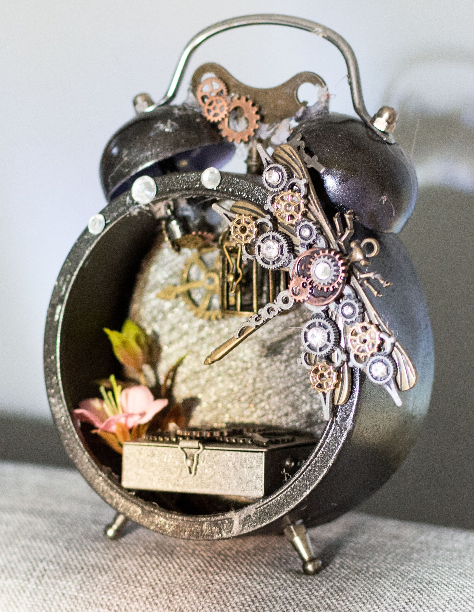 Steampunk Repurposed Retro Alarm Clock - Etsy UK