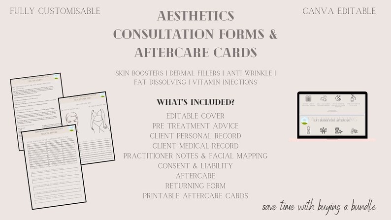 Aesthetic Consultation Form and Aftercare Cards - Etsy