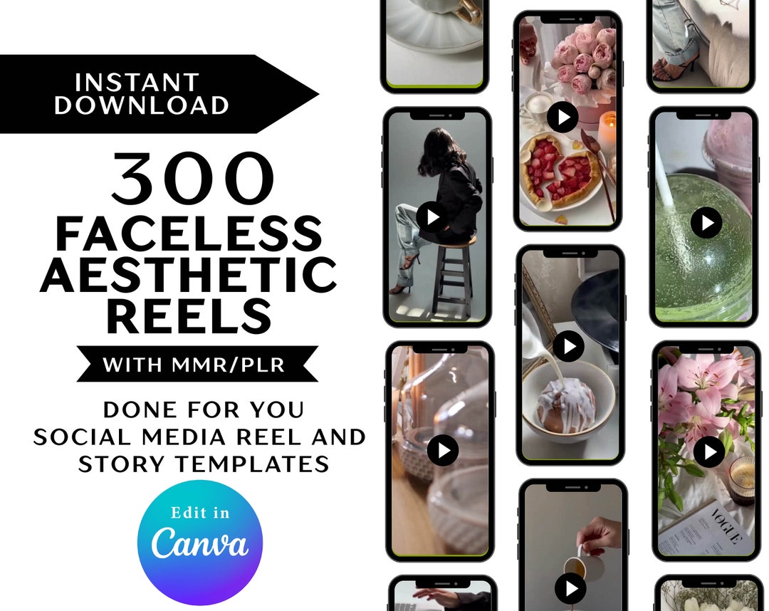 300 Faceless Aesthetic Videos for Instagram Reels, Minimalist Faceless Digital Marketing Videos ...
