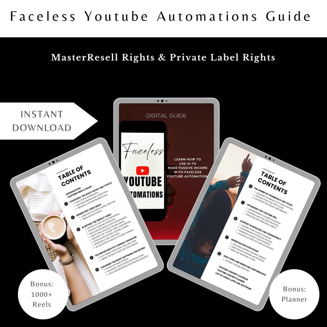 Faceless Youtube Automation Guide & Social Media Planner, Complete ...