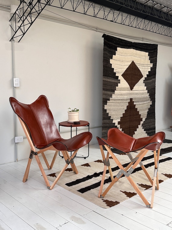 Palermo Tripolina Polo Leather Folding Chair 1 New Ottoman 4 Legs Etsy UK