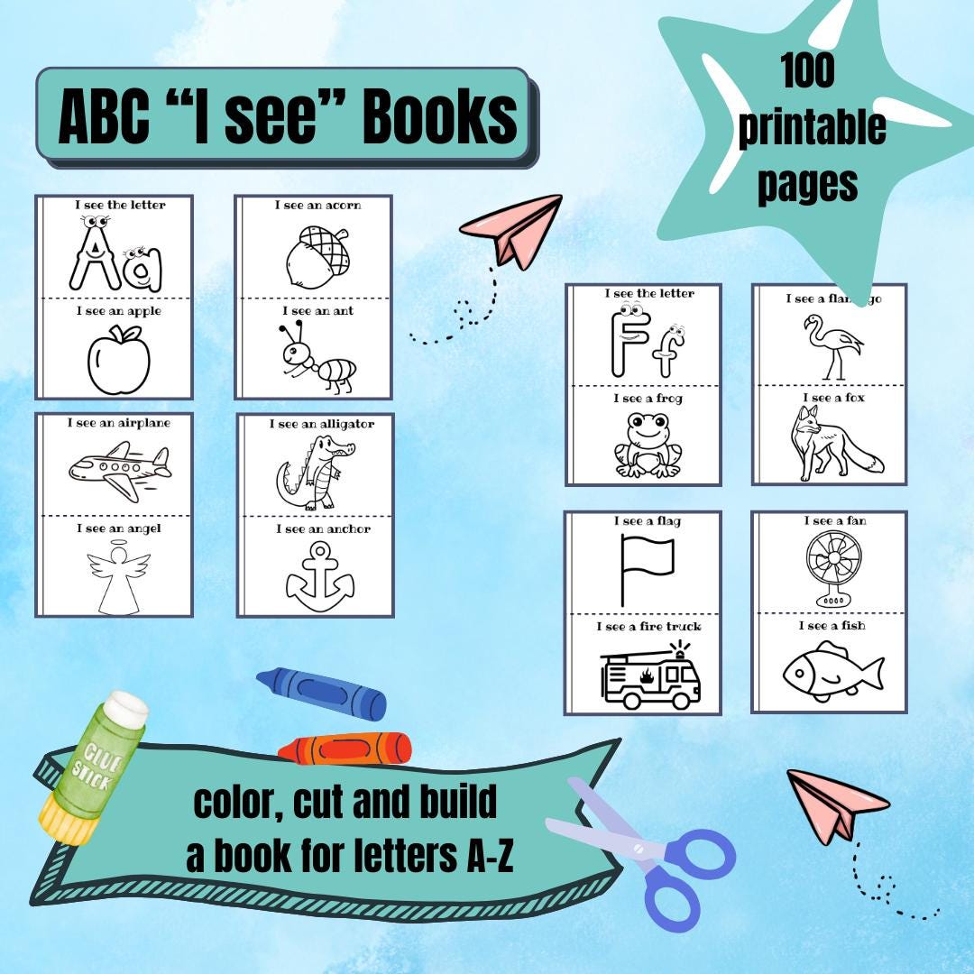Alphabet "i See" Books (color, Cut & Build) - Etsy