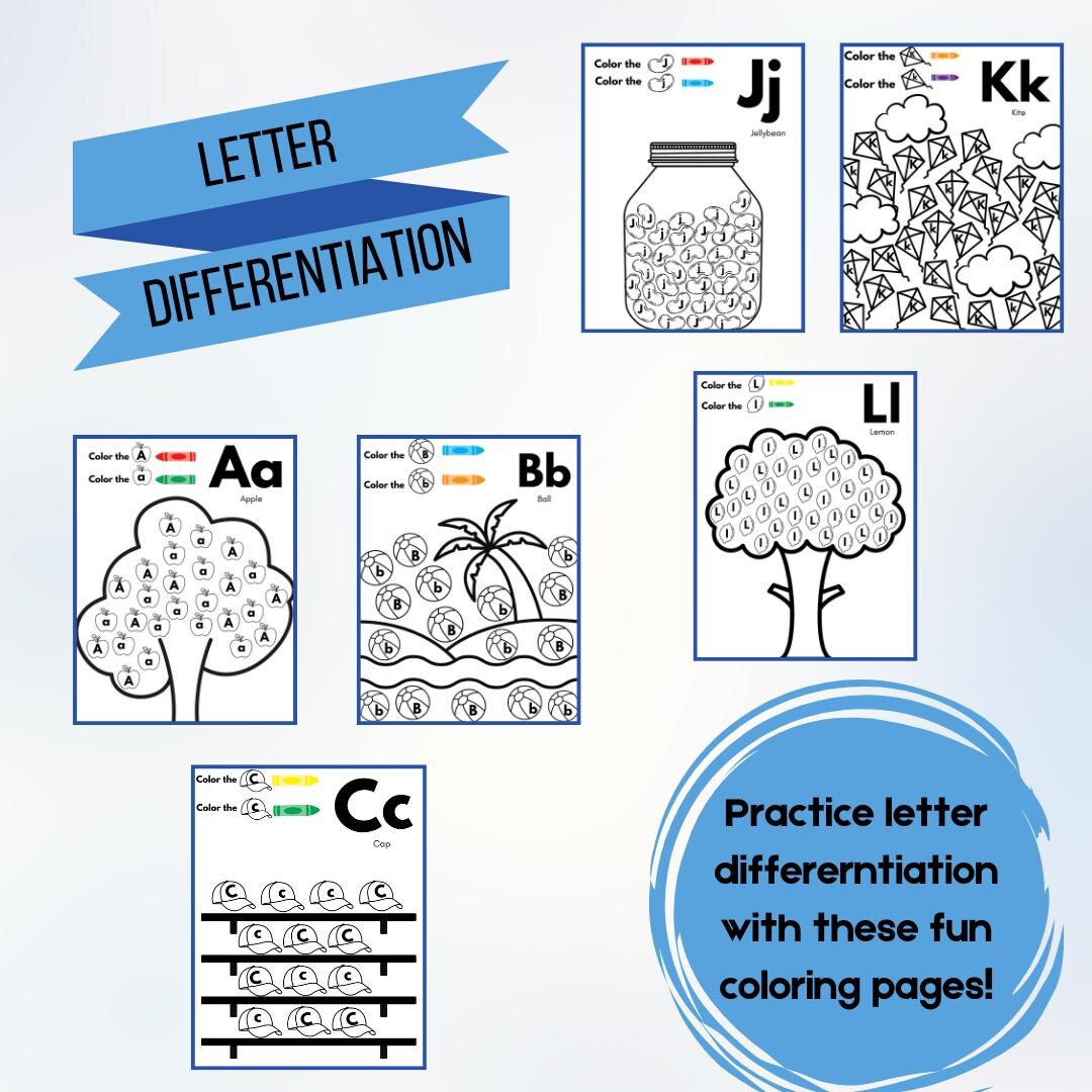 Letter Differentiation Coloring Bundle (uppercase/lowercase) - Etsy
