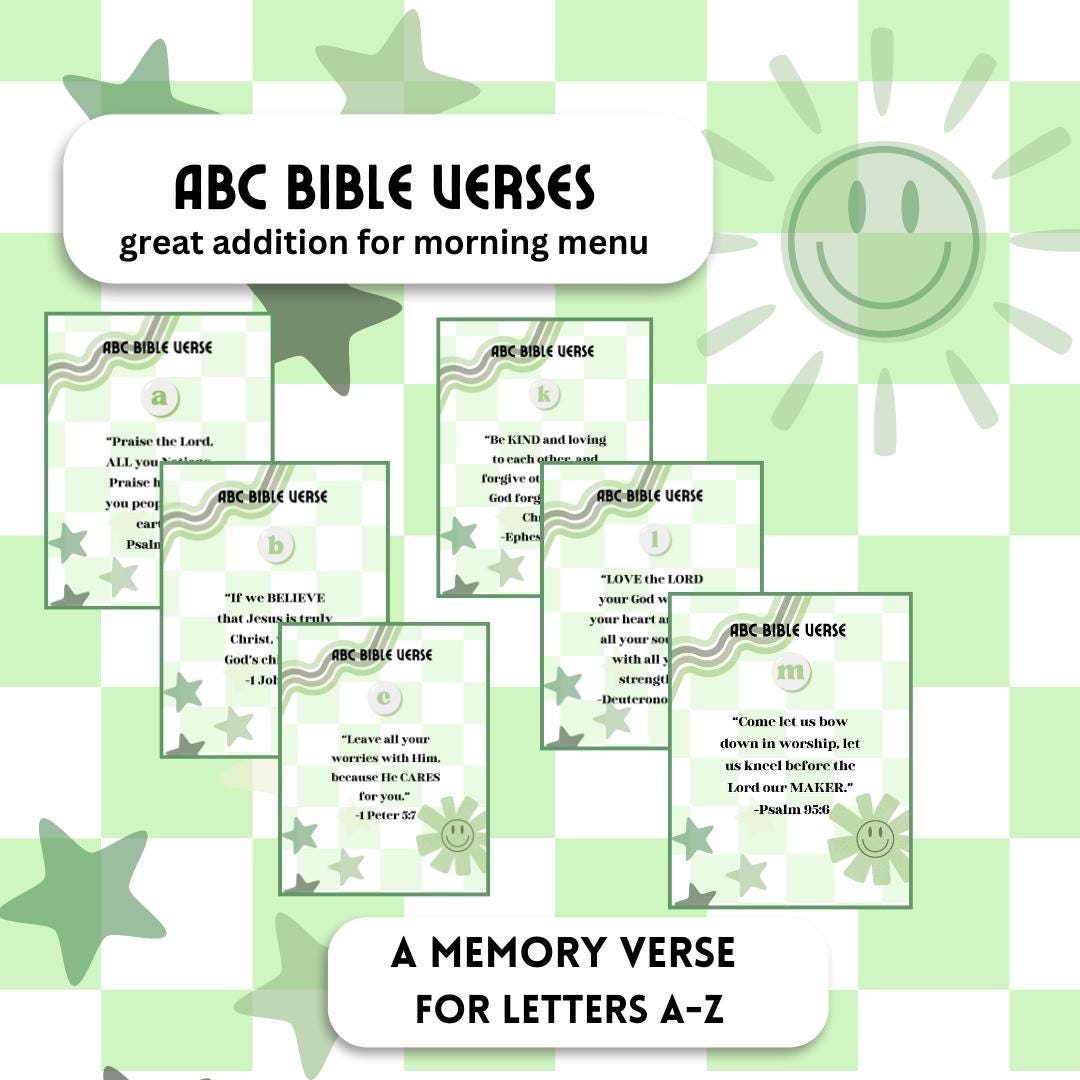 Green Retro ABC Bible Verses - Etsy
