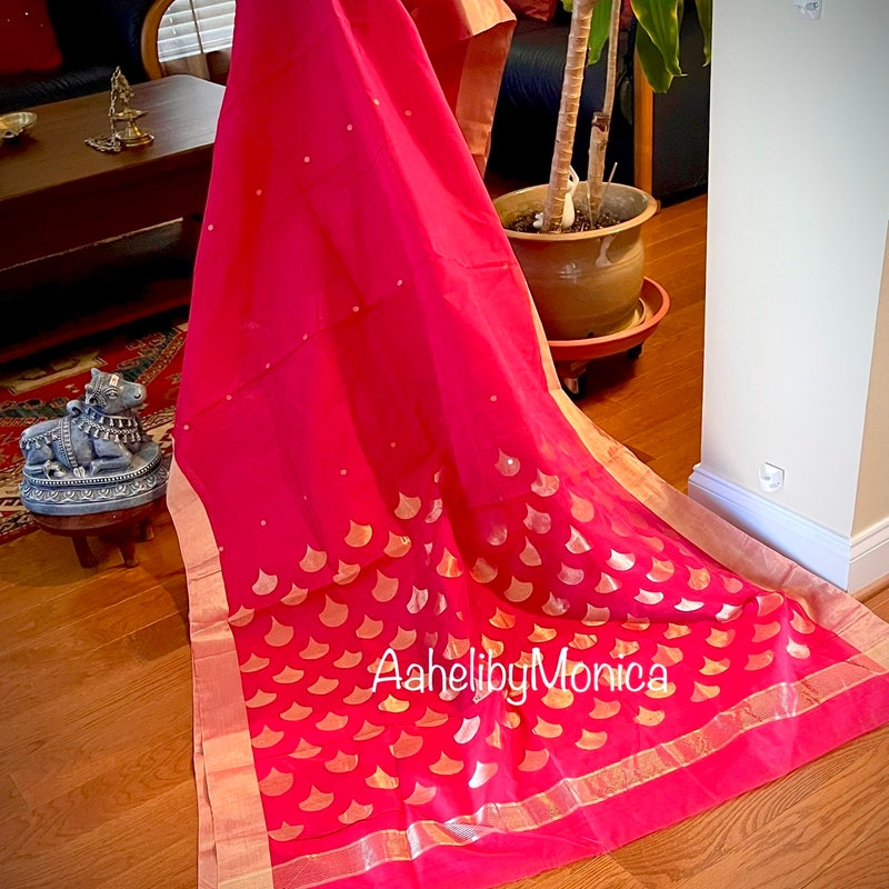 Gold Chanderi Silk Saree - Etsy