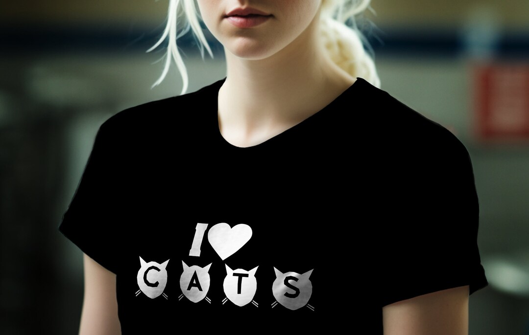 I Love Cats T Shirt Cat Lover Shirt For Man And Woman Unisex Cotton Tee In Black Or White Design