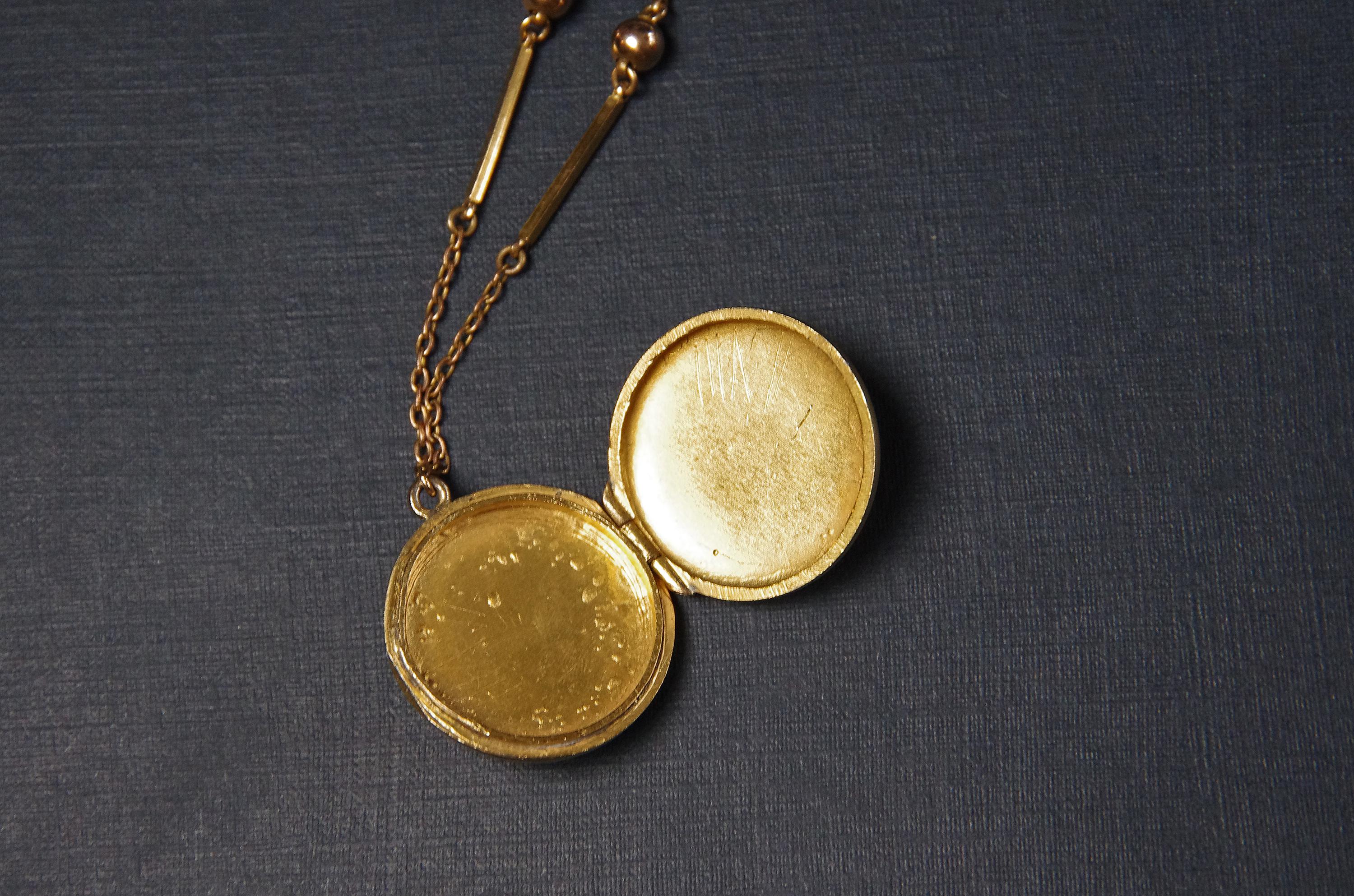 Antique Edwardian Locket Rolled Gold Pendant Necklace With Ornate ...