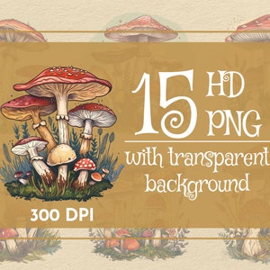 Watercolor Woodland Mushrooms Clipart - Cute Watercolor Magical ...