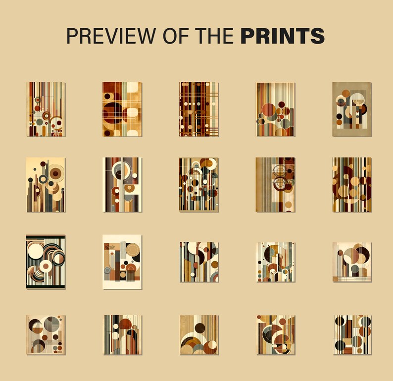 Mid Century Modern Art Print, Bundle of 20, Neutral Modern Wall Art ...
