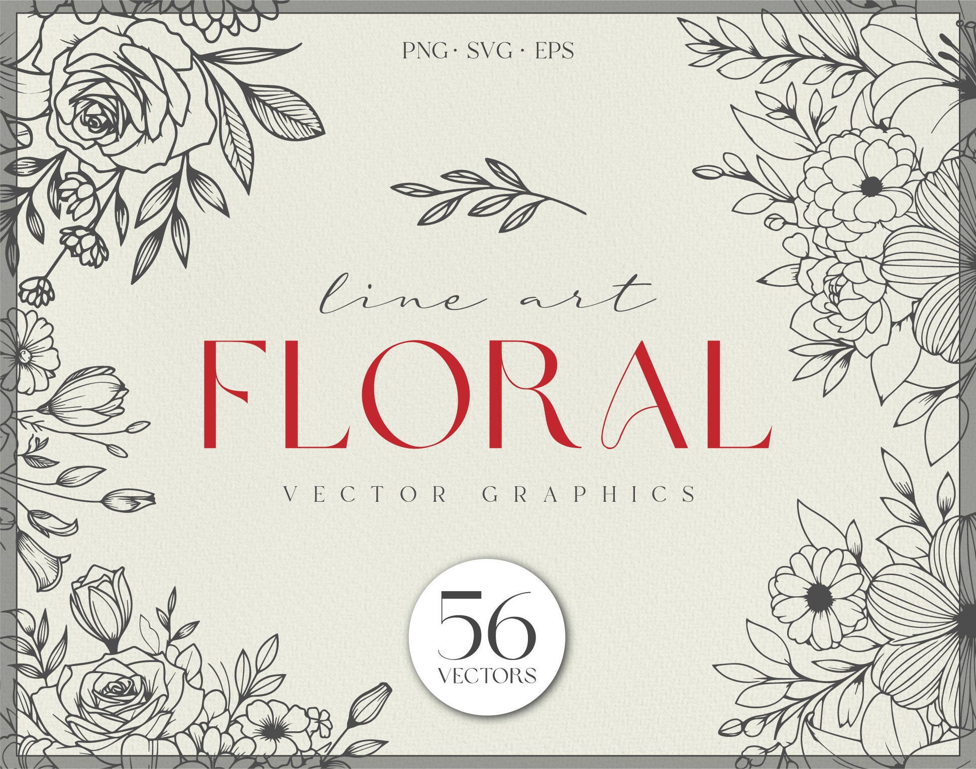 Floral Vector Graphics , Fine Line Botanical Line Art SVG, Vector ...