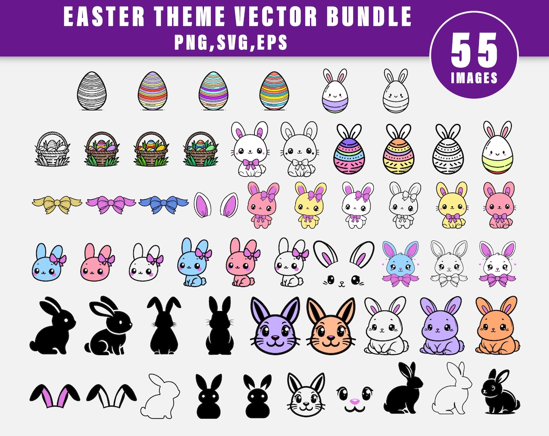 55 Easter Theme Svg, Easter Shapes Svg, Rabbit Svg, Bunny Svg, Easter ...