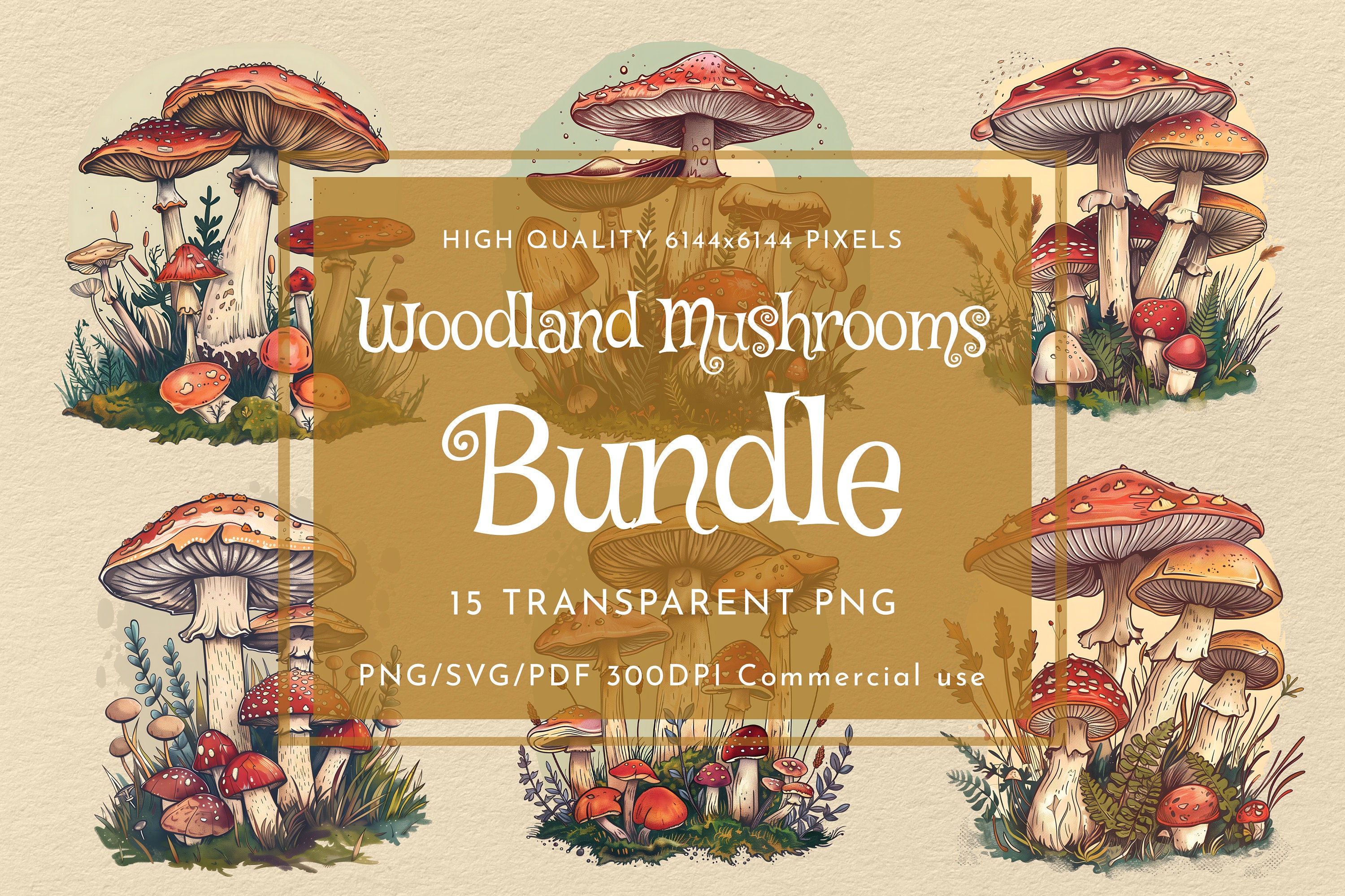 Watercolor Woodland Mushrooms Clipart - Cute Watercolor Magical ...