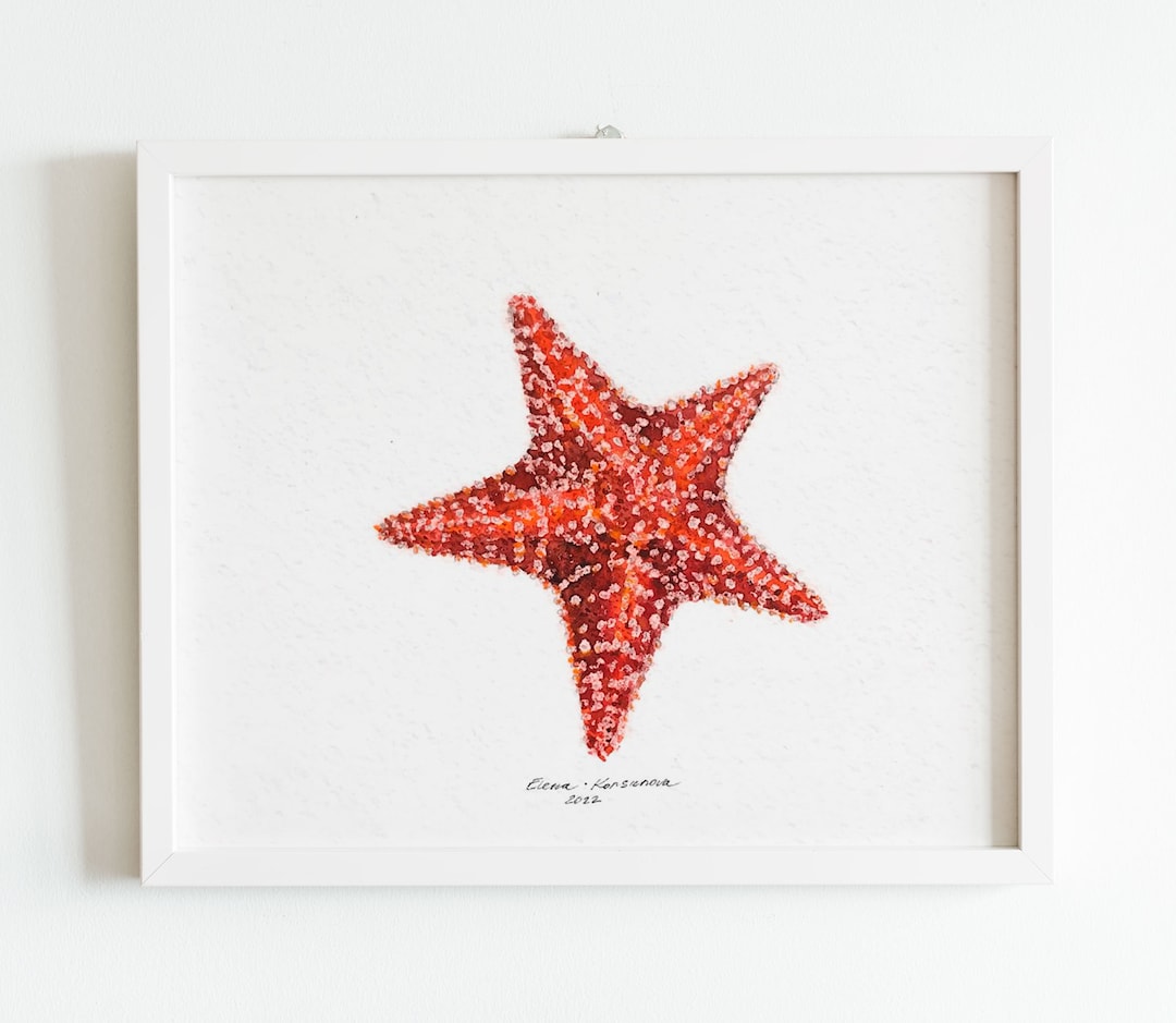 Watercolor Starfish Painting,watercolor Starfish Art Print,red Fish ...