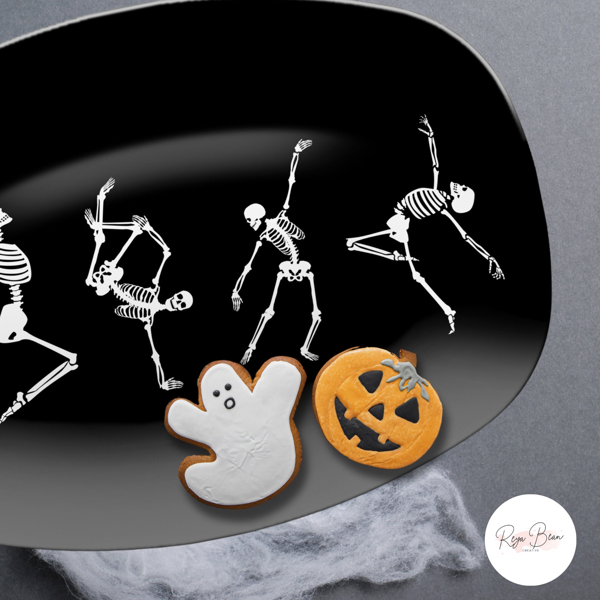 Dancing Skeleton Halloween Platter, Gothic Spooky Halloween Party Plate ...