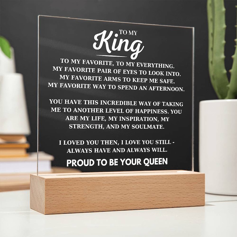 To My King Desk Plaque From Your Proud Queen, Boyfriend Birthday ...