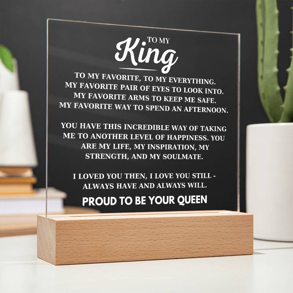 To My King Desk Plaque From Your Proud Queen, Boyfriend Birthday ...